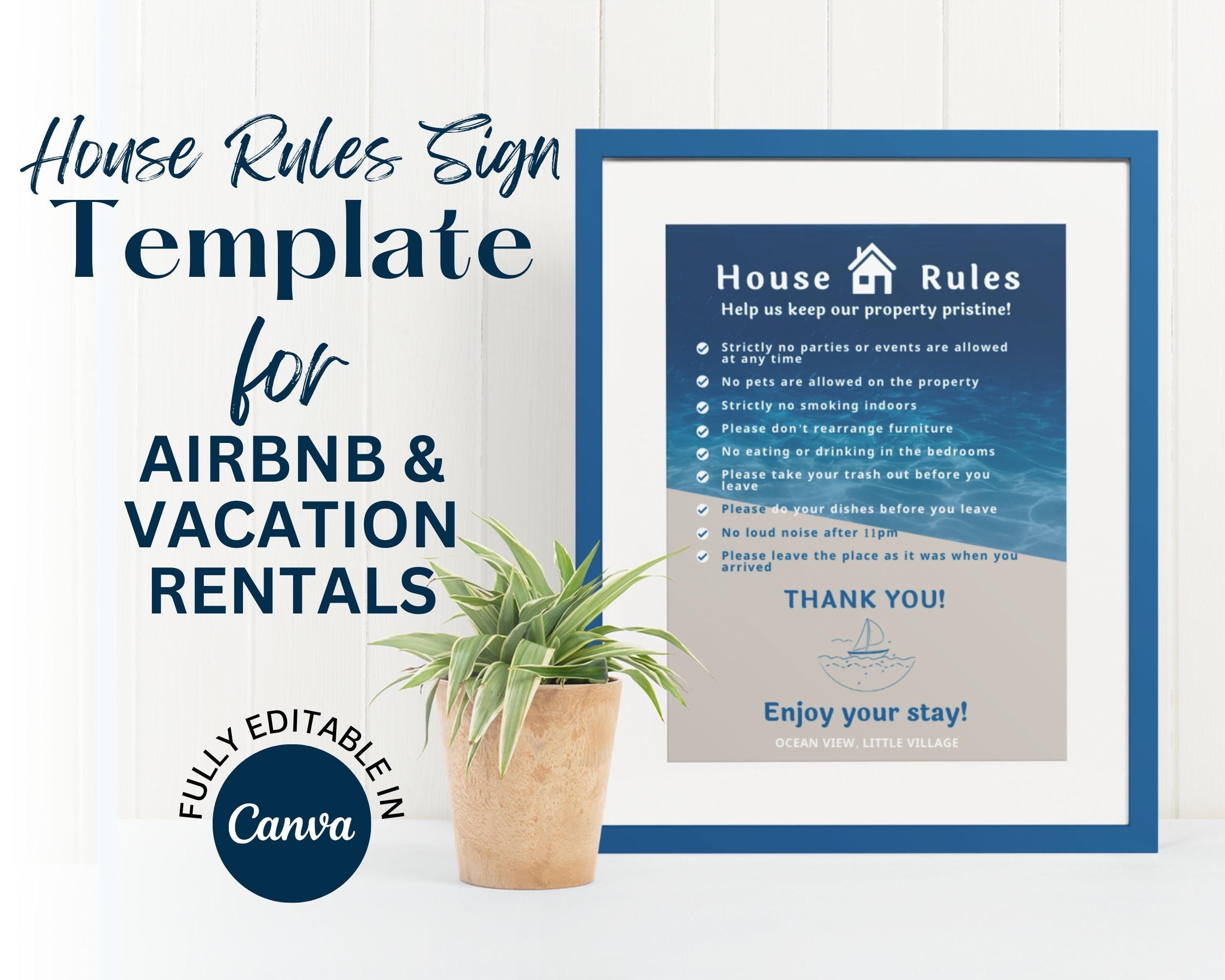 Airbnb House Rules Sign Beachhouse, Editable Custom House Rules ...