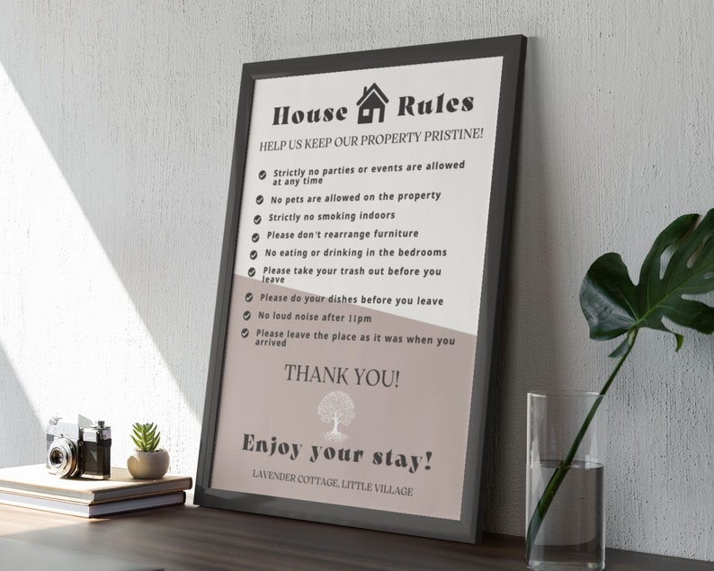 Airbnb House Rules Sign, Editable Custom House Rules Template, Cabin ...