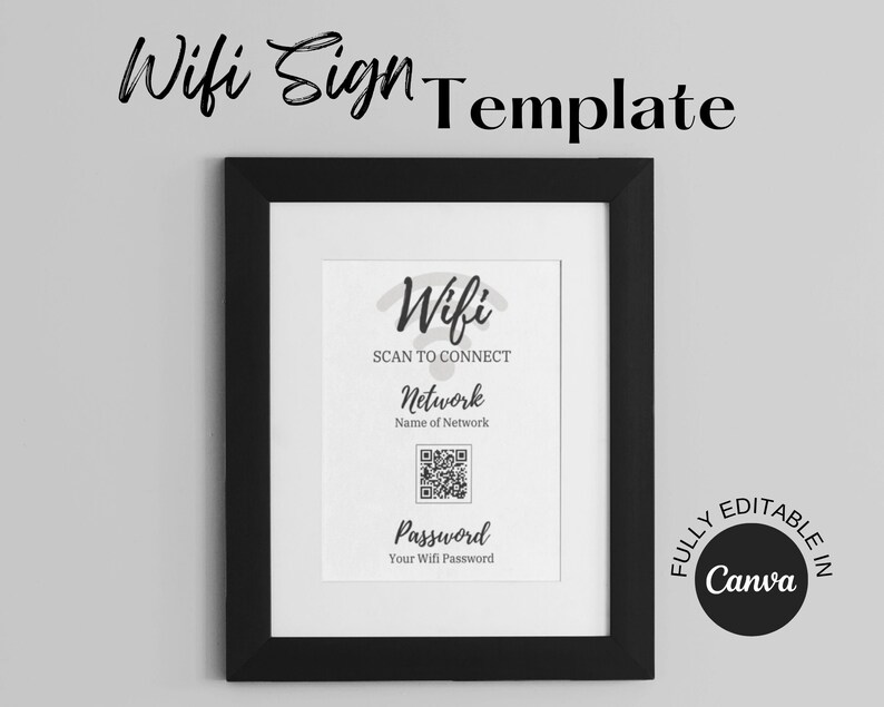 QR Wifi Sign Template, Scan to Connect Airbnb Sign, Wifi Password Sign ...