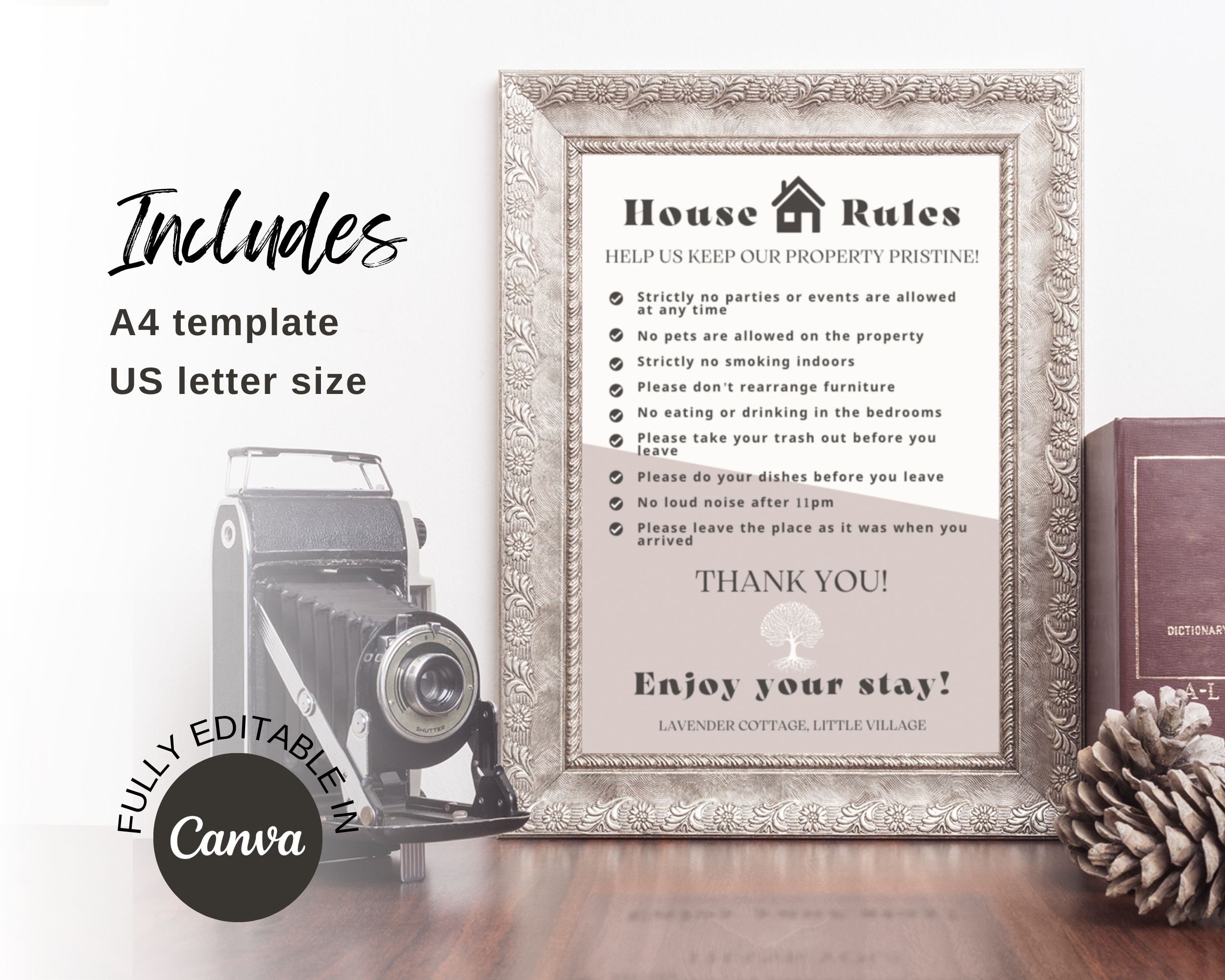 Airbnb House Rules Sign, Editable Custom House Rules Template, Cabin ...