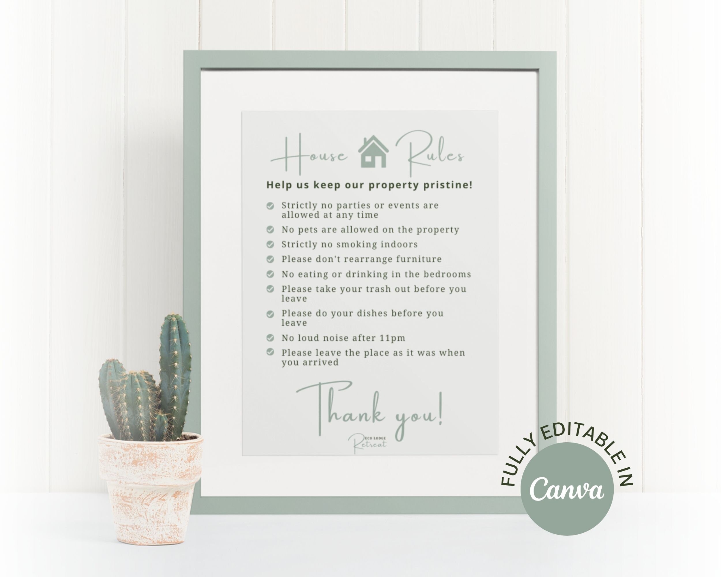 Airbnb House Rules Sign Editable Custom House Rules Canva Template ...