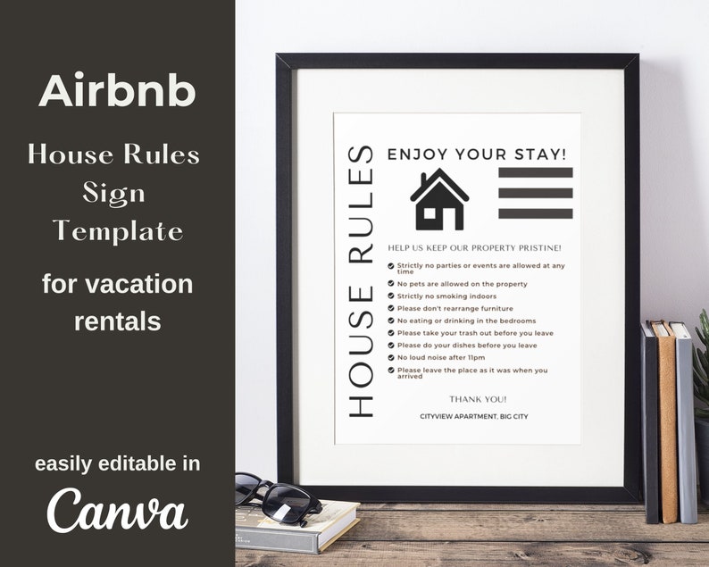 Airbnb House Rules Sign, Editable Custom House Rules Template ...