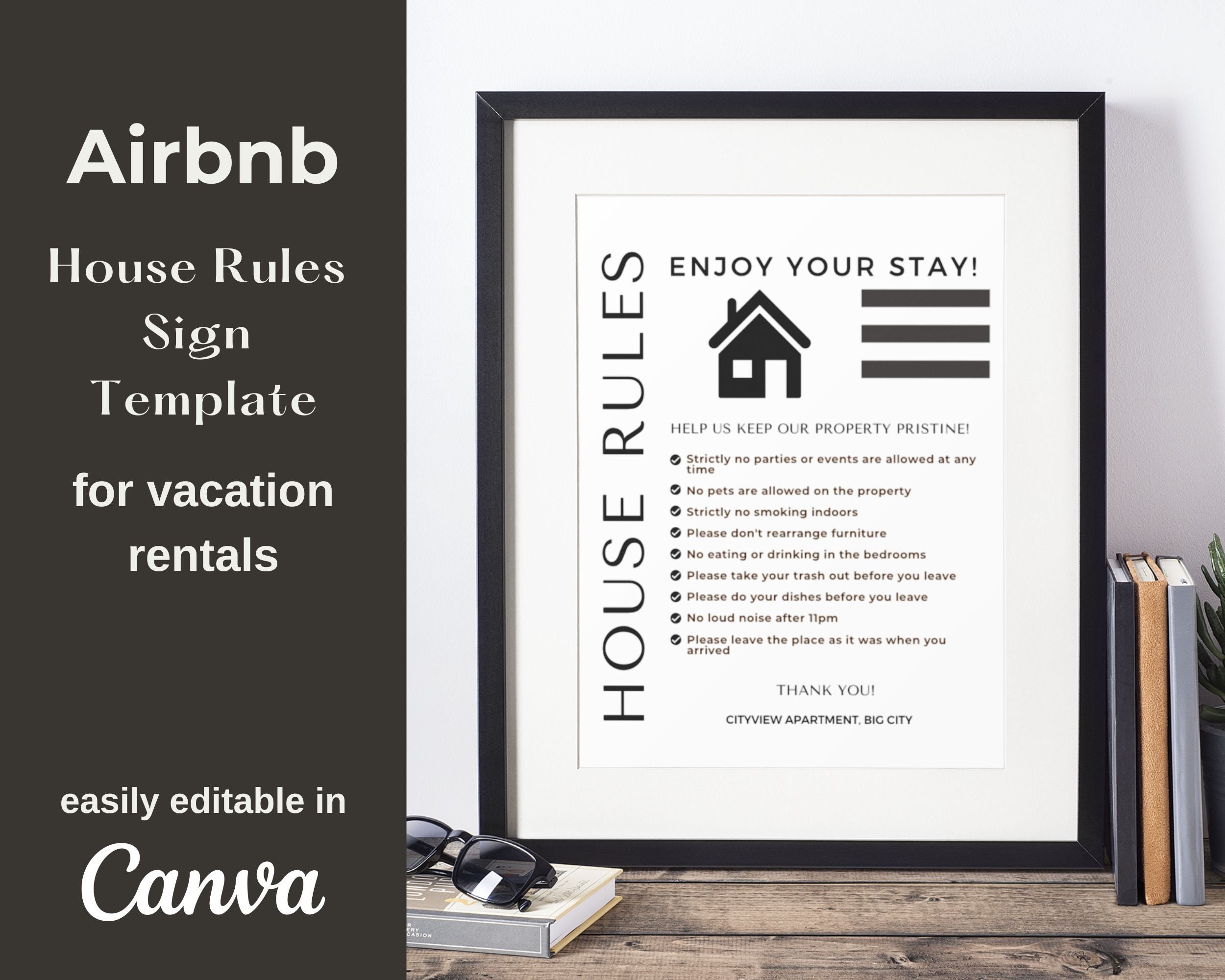 Airbnb House Rules Sign, Editable Custom House Rules Template ...