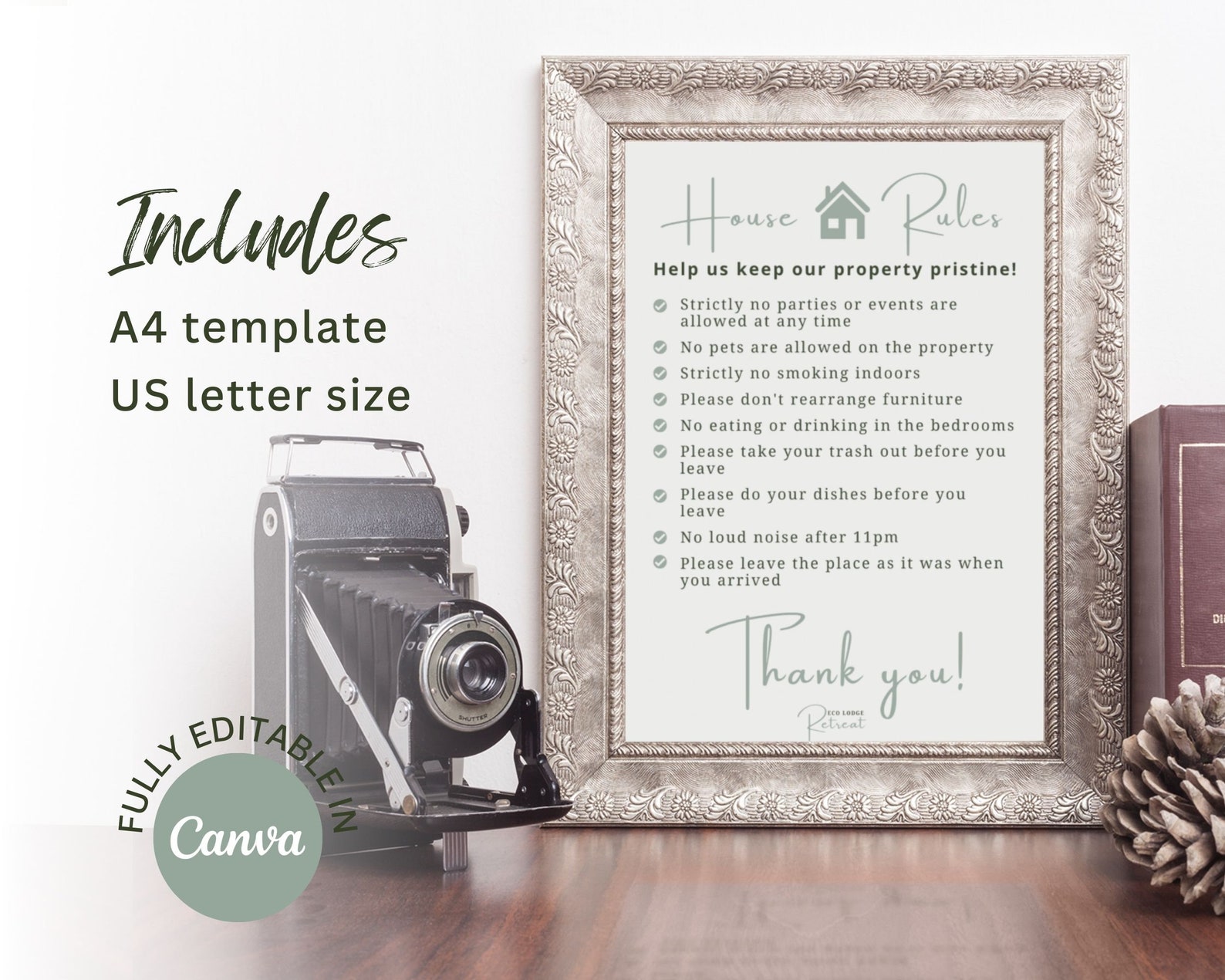 Airbnb House Rules Sign Editable Custom House Rules Canva Template ...