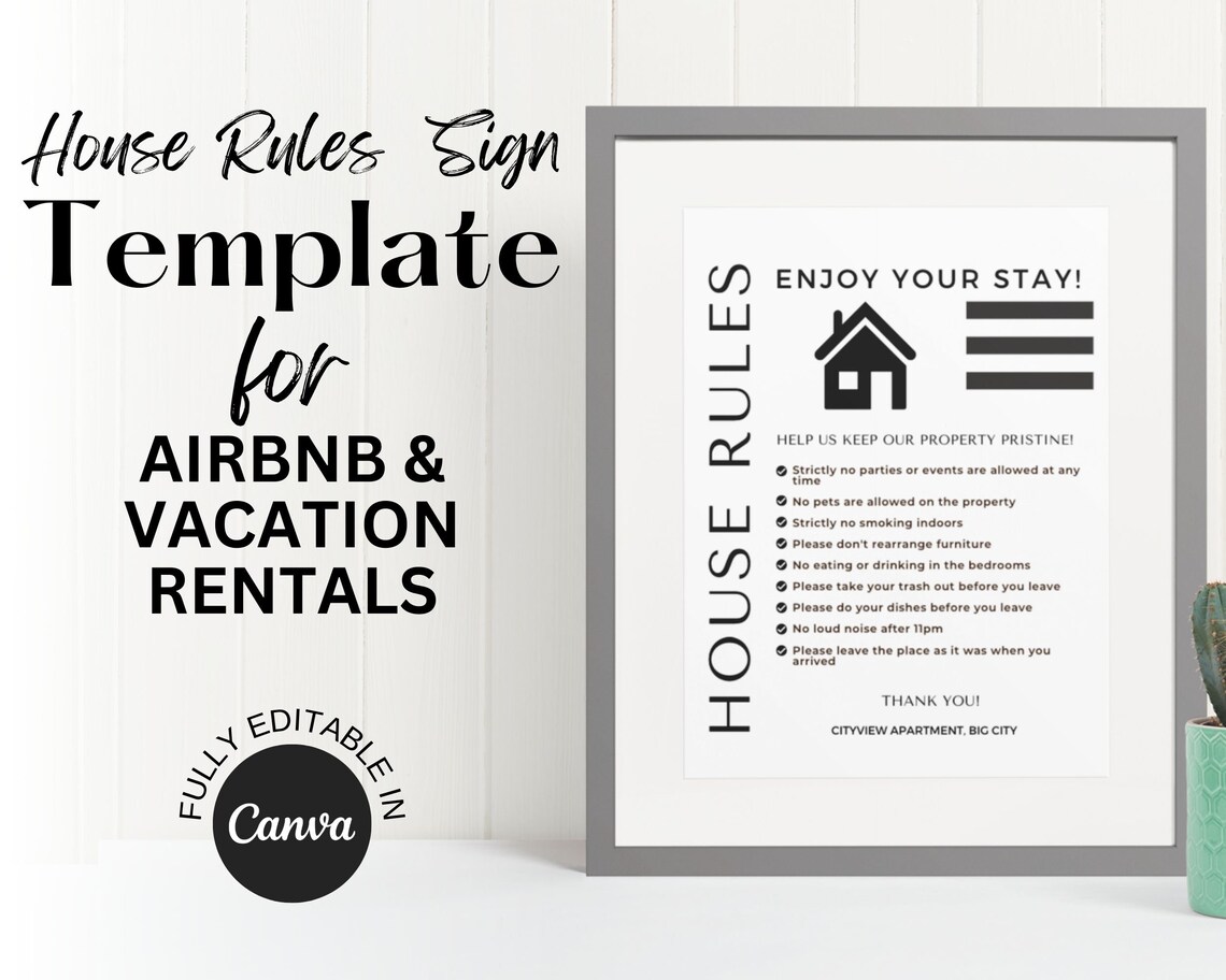 Airbnb House Rules Sign, Editable Custom House Rules Template ...