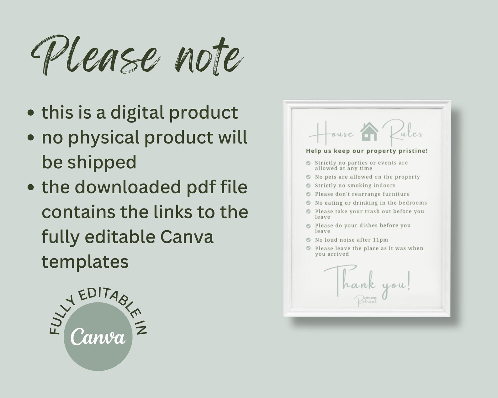 Airbnb House Rules Sign Editable Custom House Rules Canva Template ...