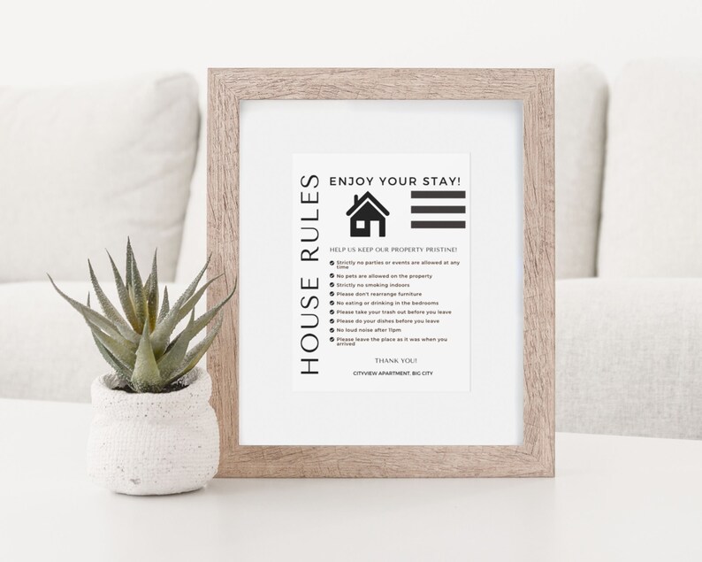 Airbnb House Rules Sign, Editable Custom House Rules Template ...
