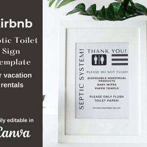 Airbnb Septic System Sign Template, Minimalist Bathroom Printable ...