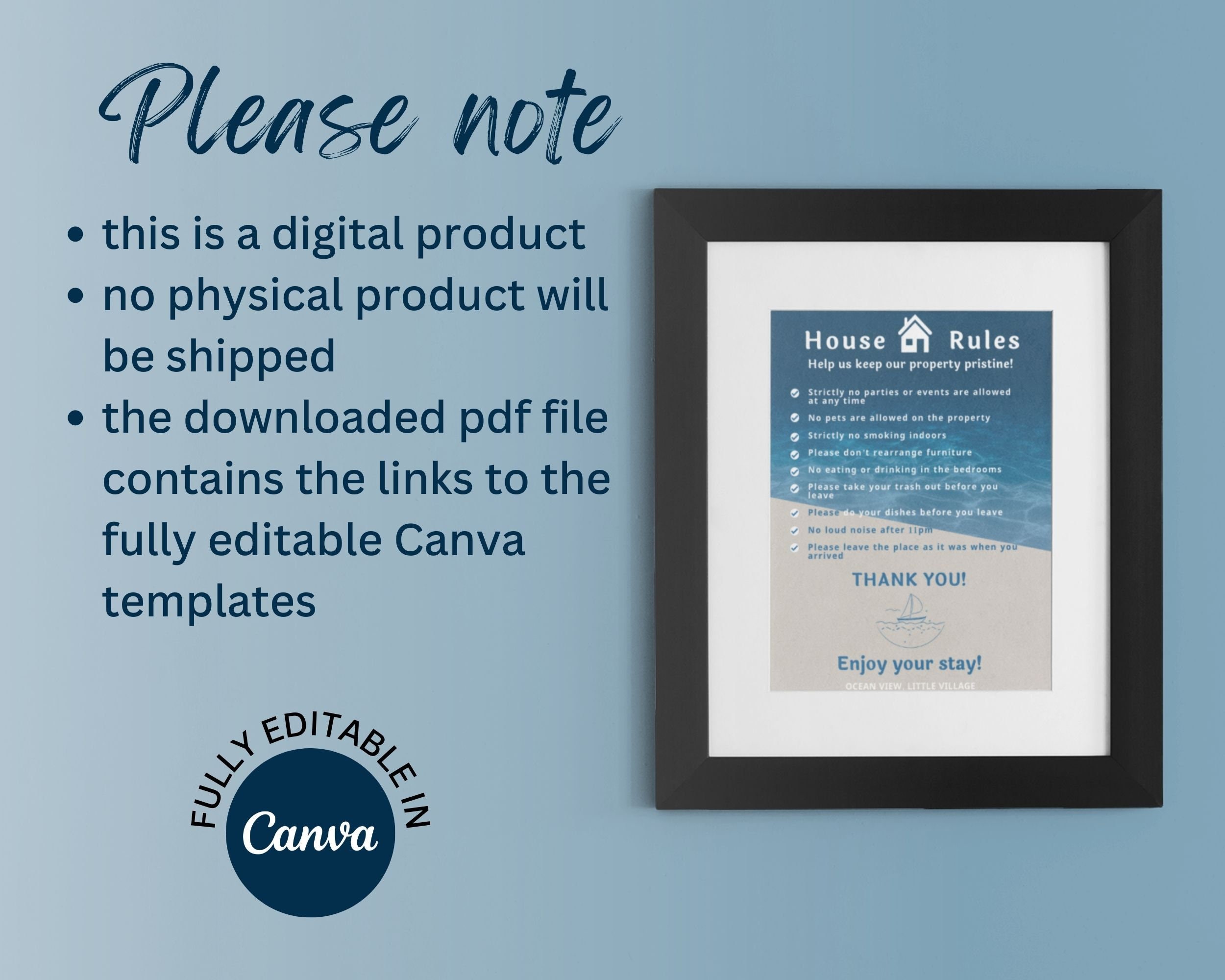 Airbnb House Rules Sign Beachhouse Editable Custom House - Etsy