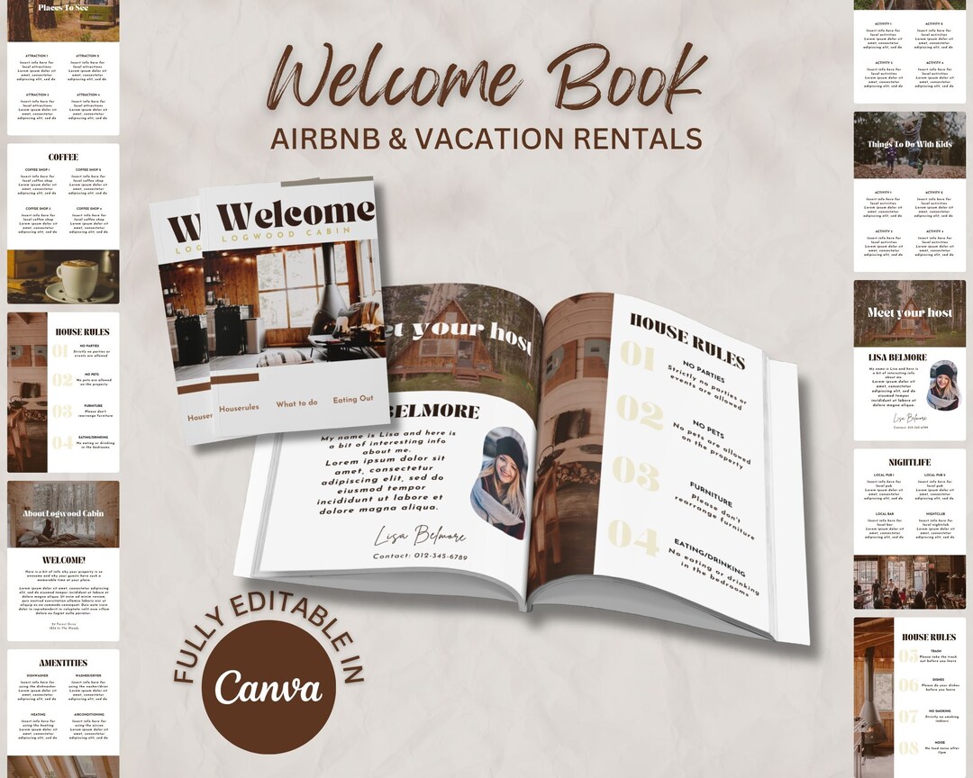 Airbnb Welcome Book Template Cabin Guestbook VRBO Vacation Home Manual ...
