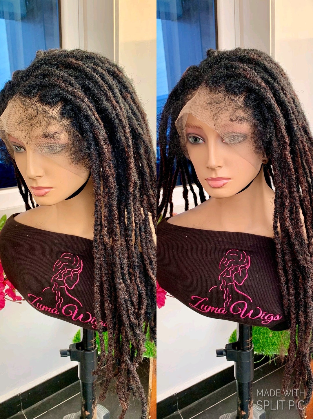 Brown Highlights Locs Wig, Lightweight Synthetic Loc Wig, 18 Inches ...