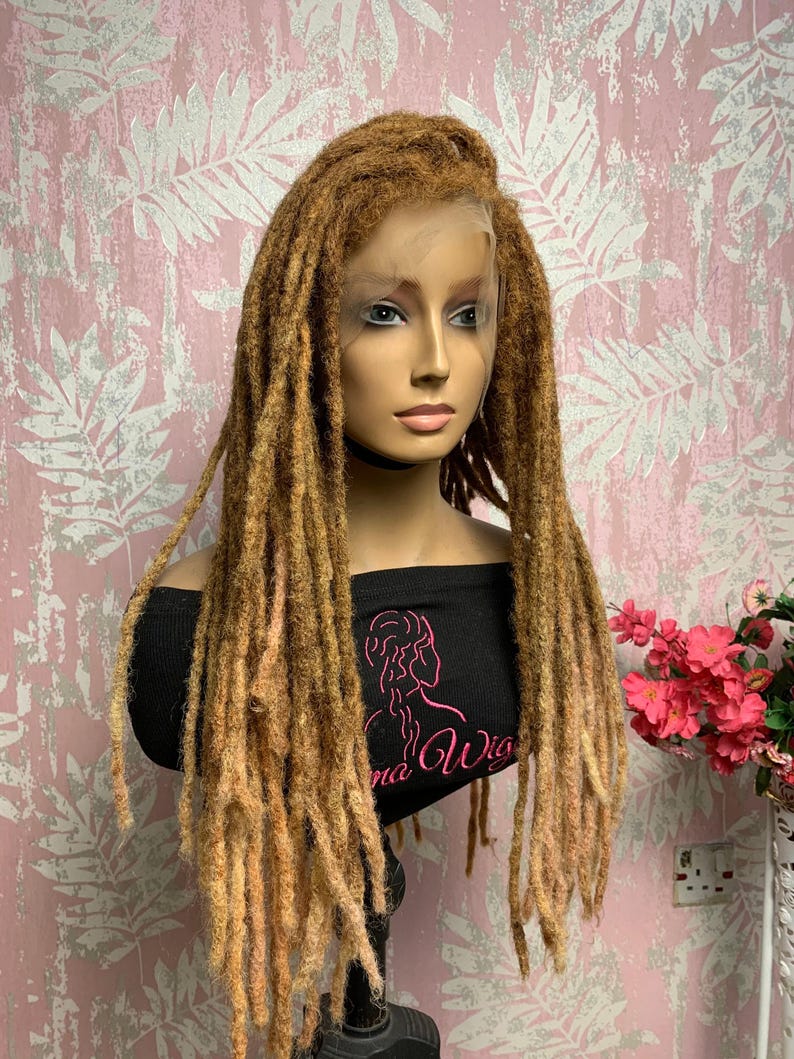 Full Lace Human Hair Dreadlock Wig: Brown & Blonde Locs (17-18 Inch) - Etsy