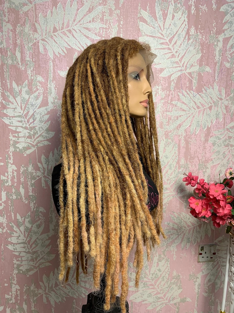 Full Lace Human Hair Dreadlock Wig: Brown & Blonde Locs (17-18 Inch) - Etsy