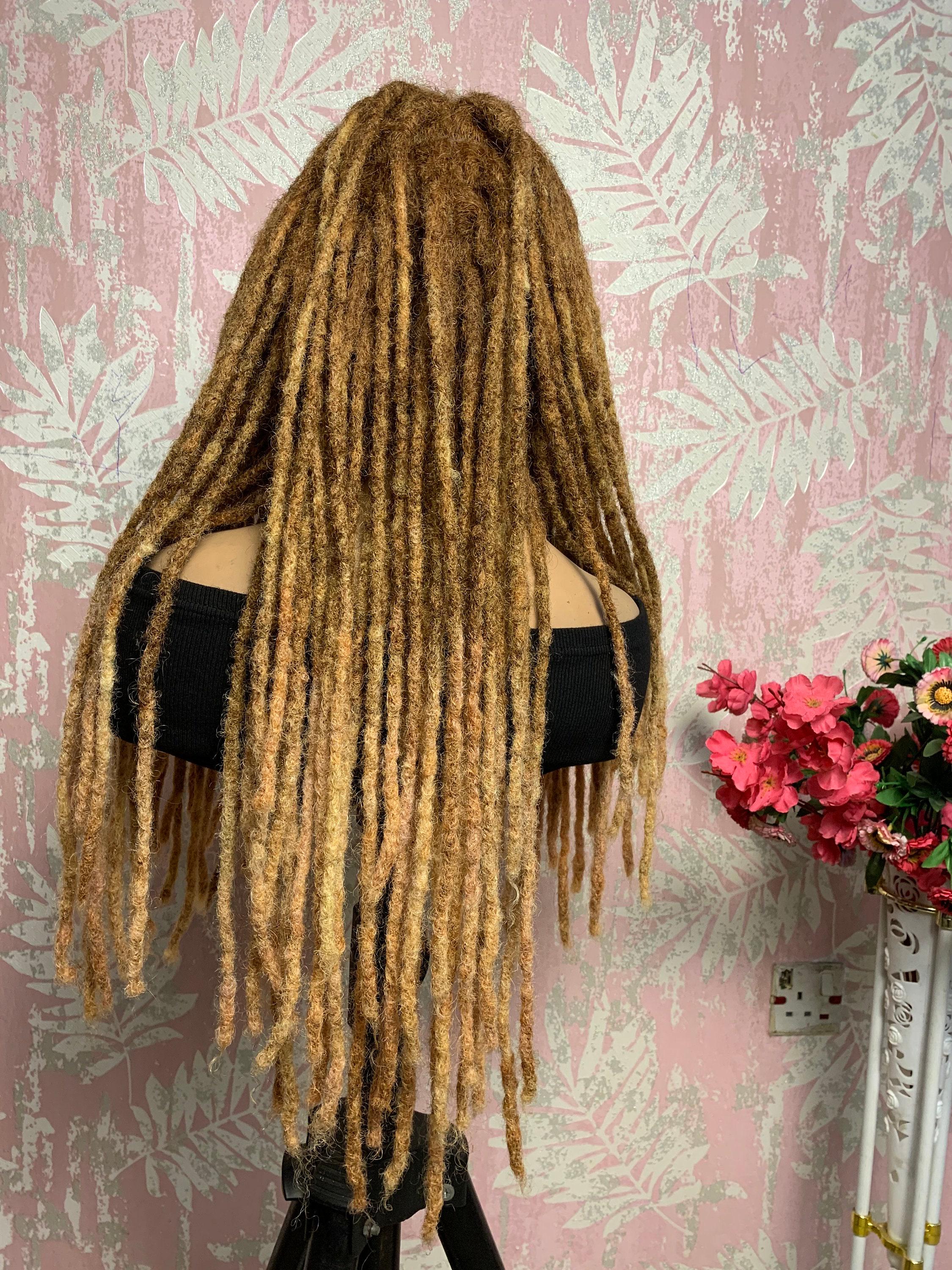 Full Lace Human Hair Dreadlock Wig: Brown & Blonde Locs (17-18 Inch) - Etsy