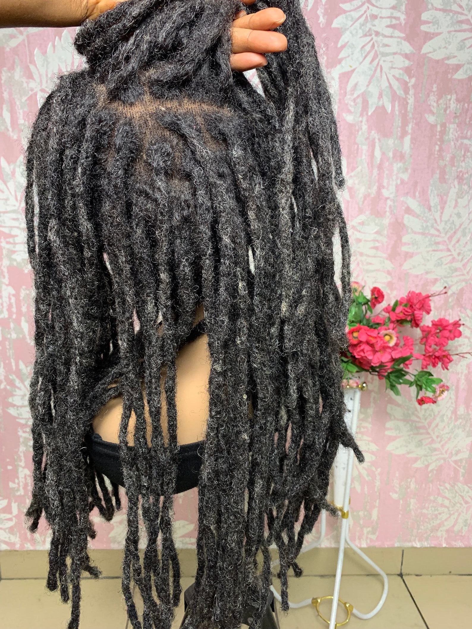 Gray Human Hair Dreadlocks Wig, Dark Gray Dreadlocks Wig, Gray Full ...