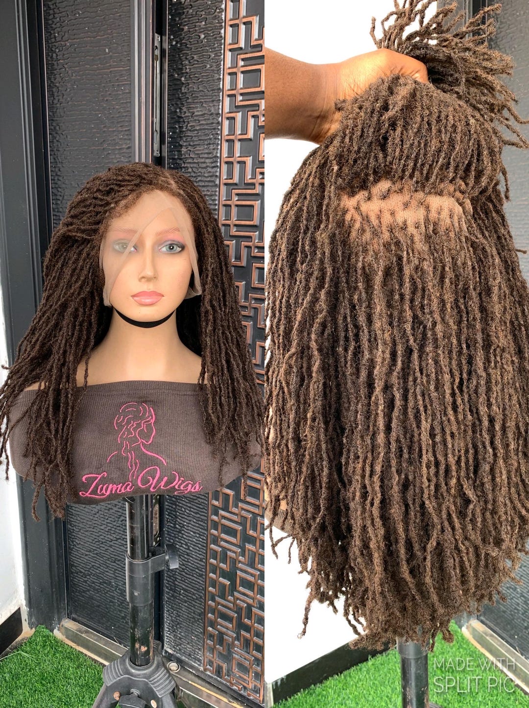 Human Hair Microlocs Wig, Sistalocs Wig, Brown Full Lace Locs Wig 14 ...