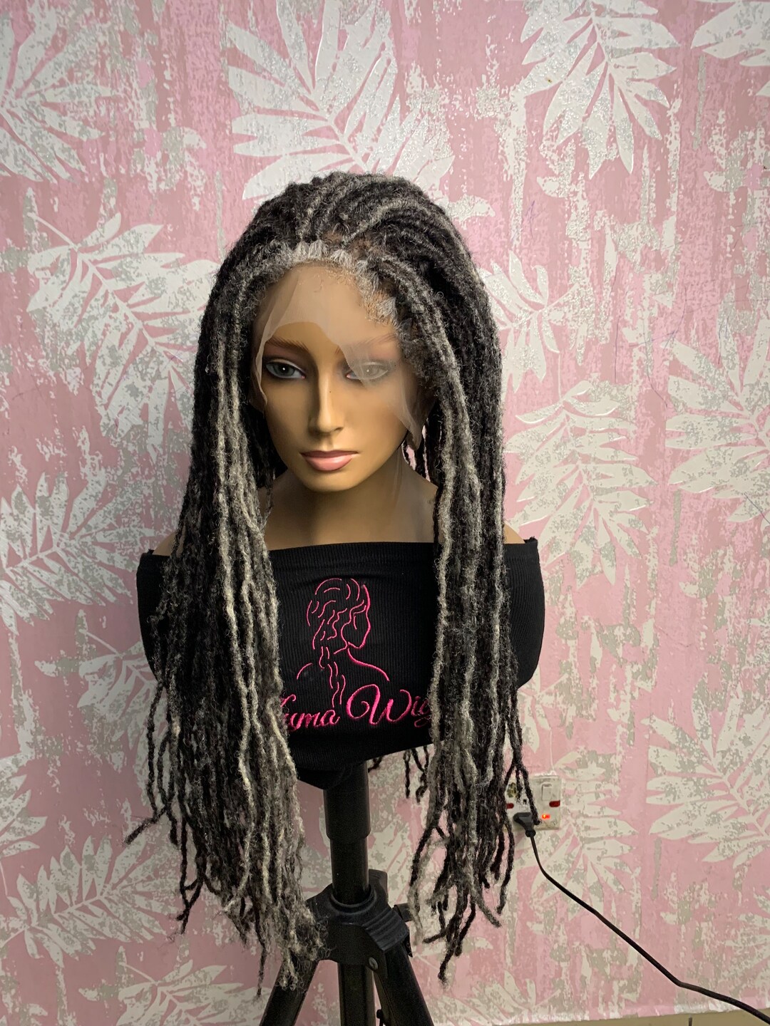 Salt & Pepper Human Hair Dreadlock Wig: Gray Highlights, Made to Order ...