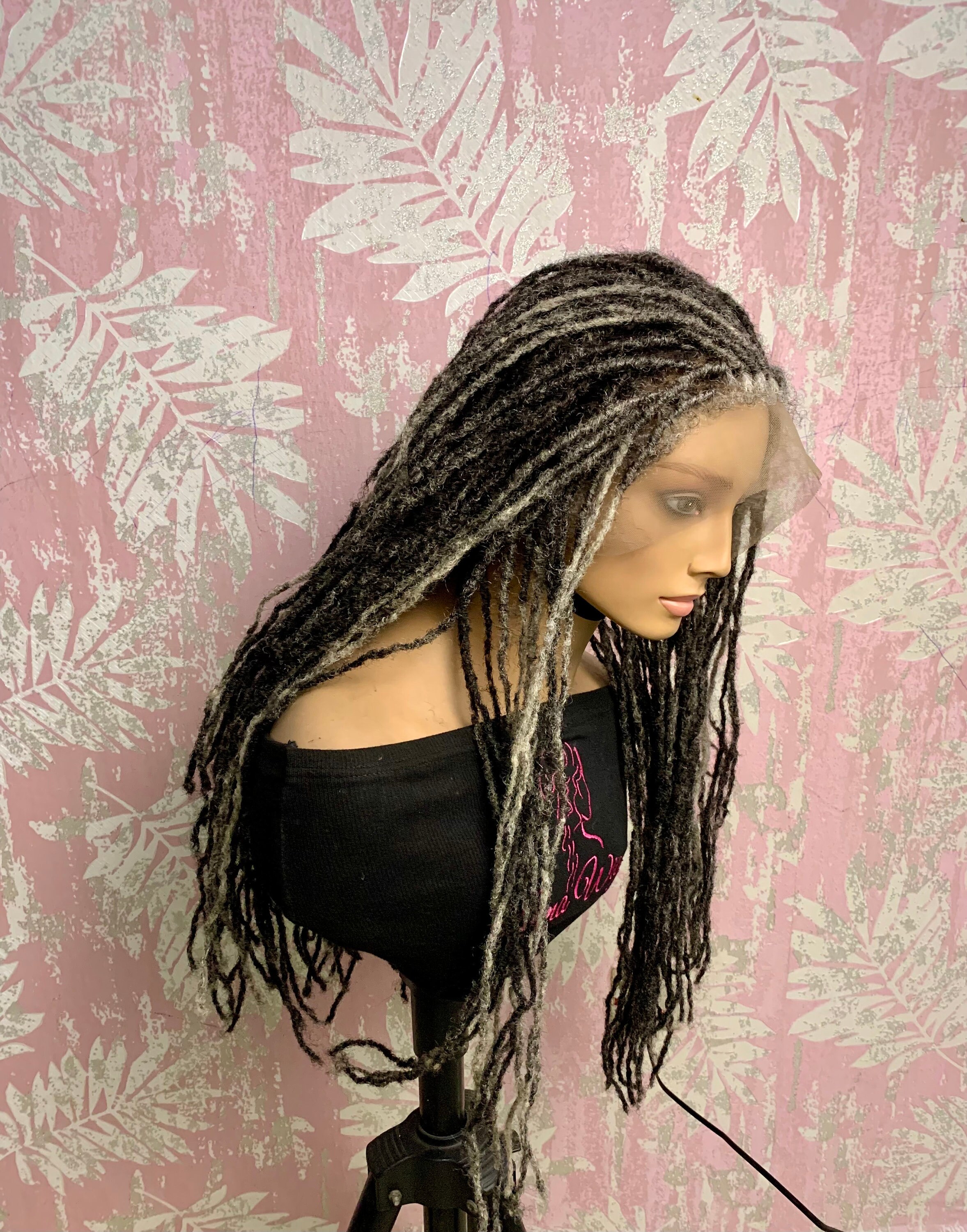 Salt & Pepper Human Hair Dreadlock Wig: Gray Highlights, Made to Order ...