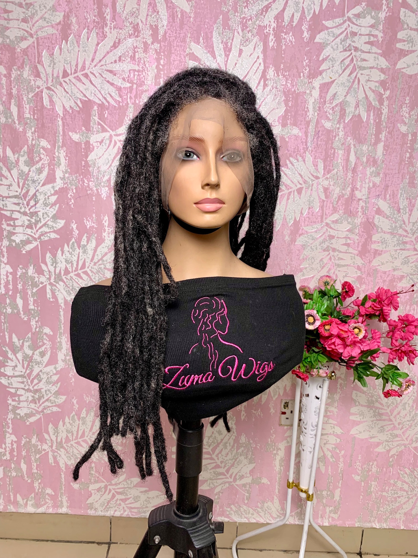 Gray Human Hair Dreadlocks Wig, Dark Gray Dreadlocks Wig, Gray Full ...