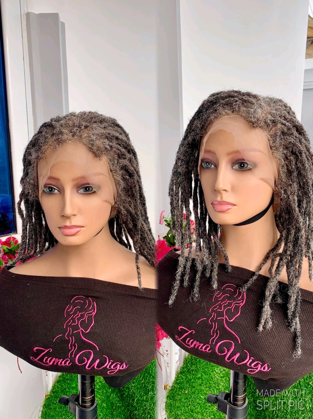 Grey Human Hair Dreadlock Wigs, Salt and Pepper Locs Wig, 12 Inches ...