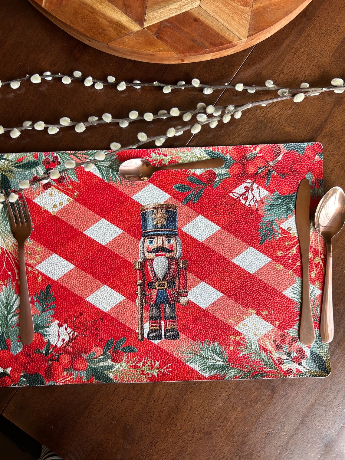 Nutcracker Red Gingham Christmas Placemats Table Decoration Decor ...