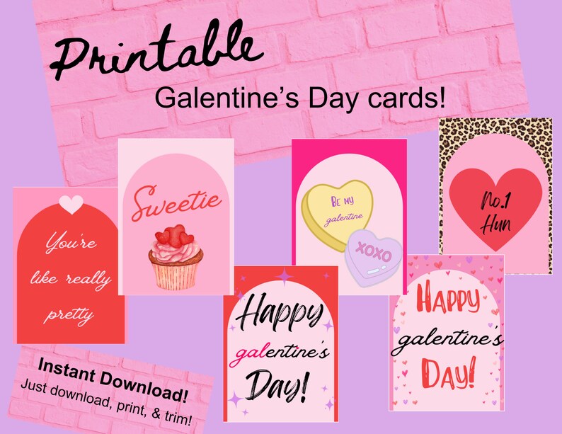 Galentine's Day Cards Printable - Etsy