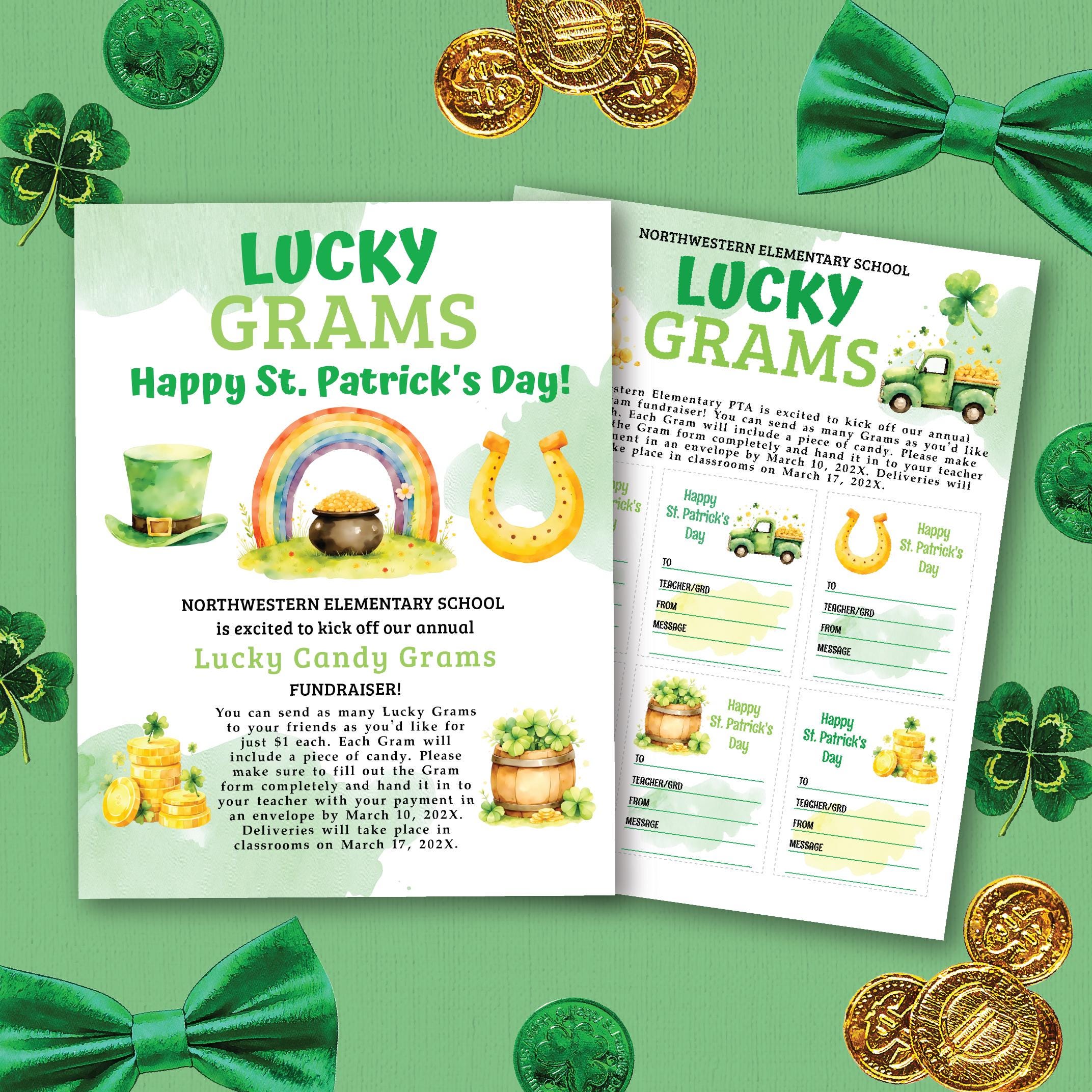Editable Lucky Candy Gram Flyer Template, Printable St. Patrick's Day ...