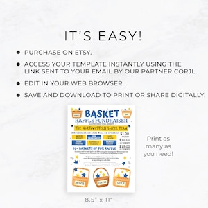 Editable Basket Raffle Fundraiser Flyer Template, School Sports ...