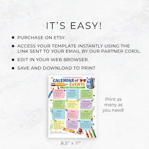 Editable PTO PTA Calendar of Events Flyer Template, School Events Flyer ...