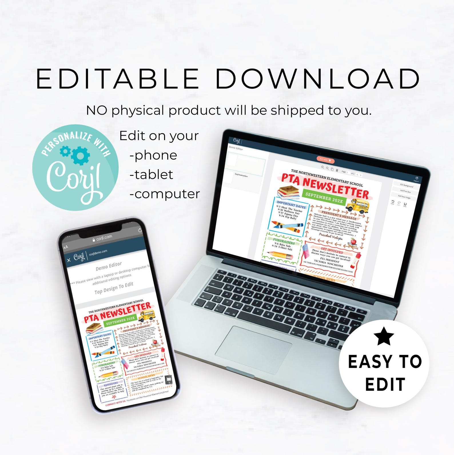 Editable PTO PTA Flyer Bundle Includes Newsletter, Volunteer ...
