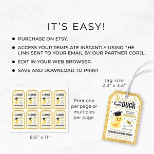 Editable Graduation Cruising Ducks Tags, Printable Cruising Duck Tags ...