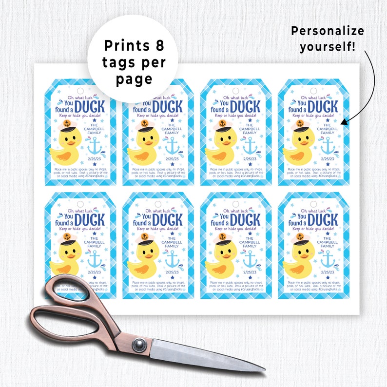 Editable Cruising Duck Tags Printable Tags for Cruise Ship - Etsy Australia