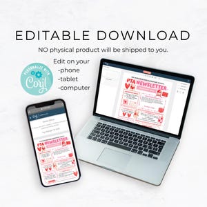 Editable PTO PTA February Newsletter Template, December, Valentine's ...