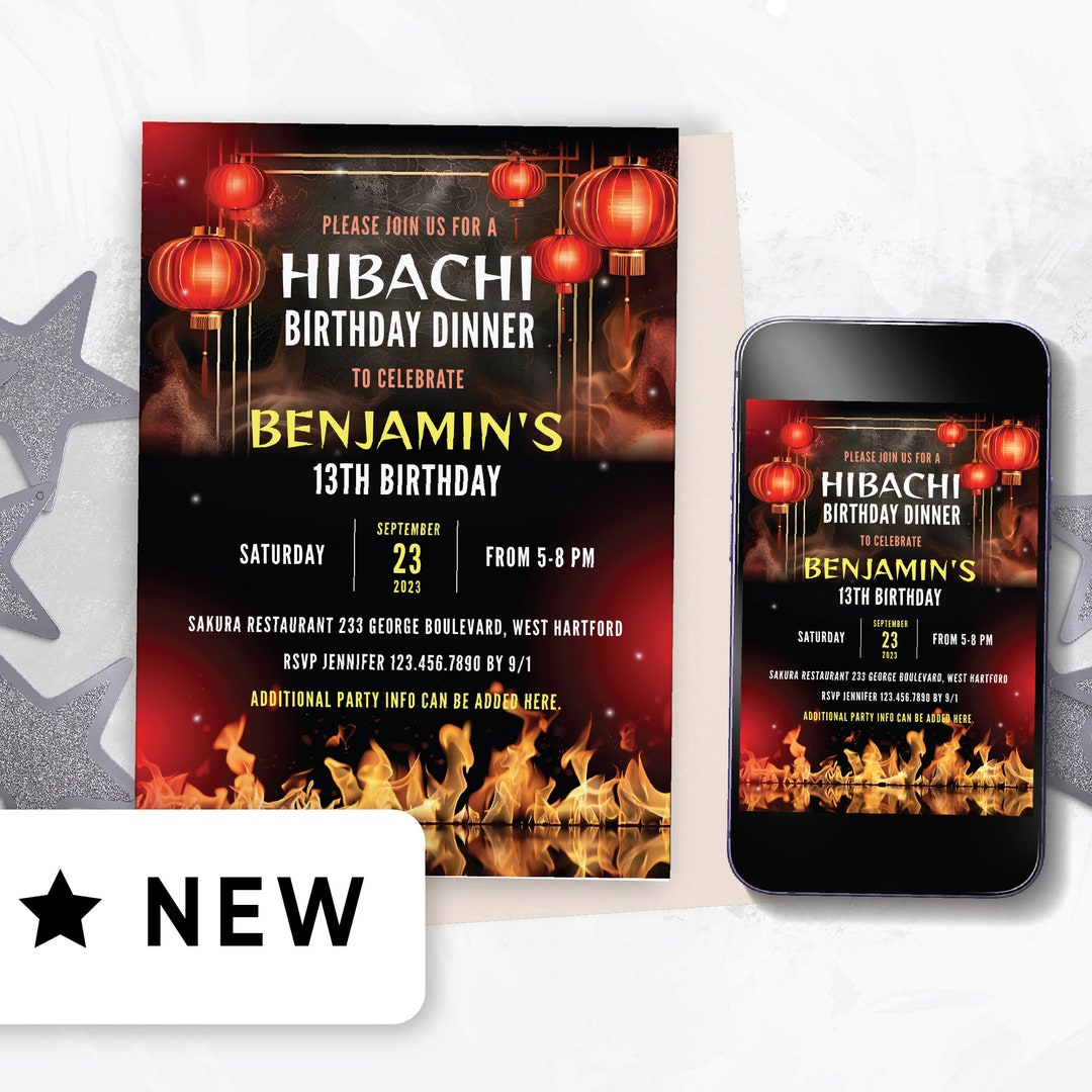 Editable Hibachi Birthday Dinner Invitation, Hibachi Party Invite ...