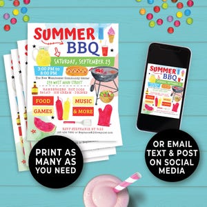 Editable Summer BBQ Flyer, Summer Cookout Flyer, Summer Picnic Flyer ...