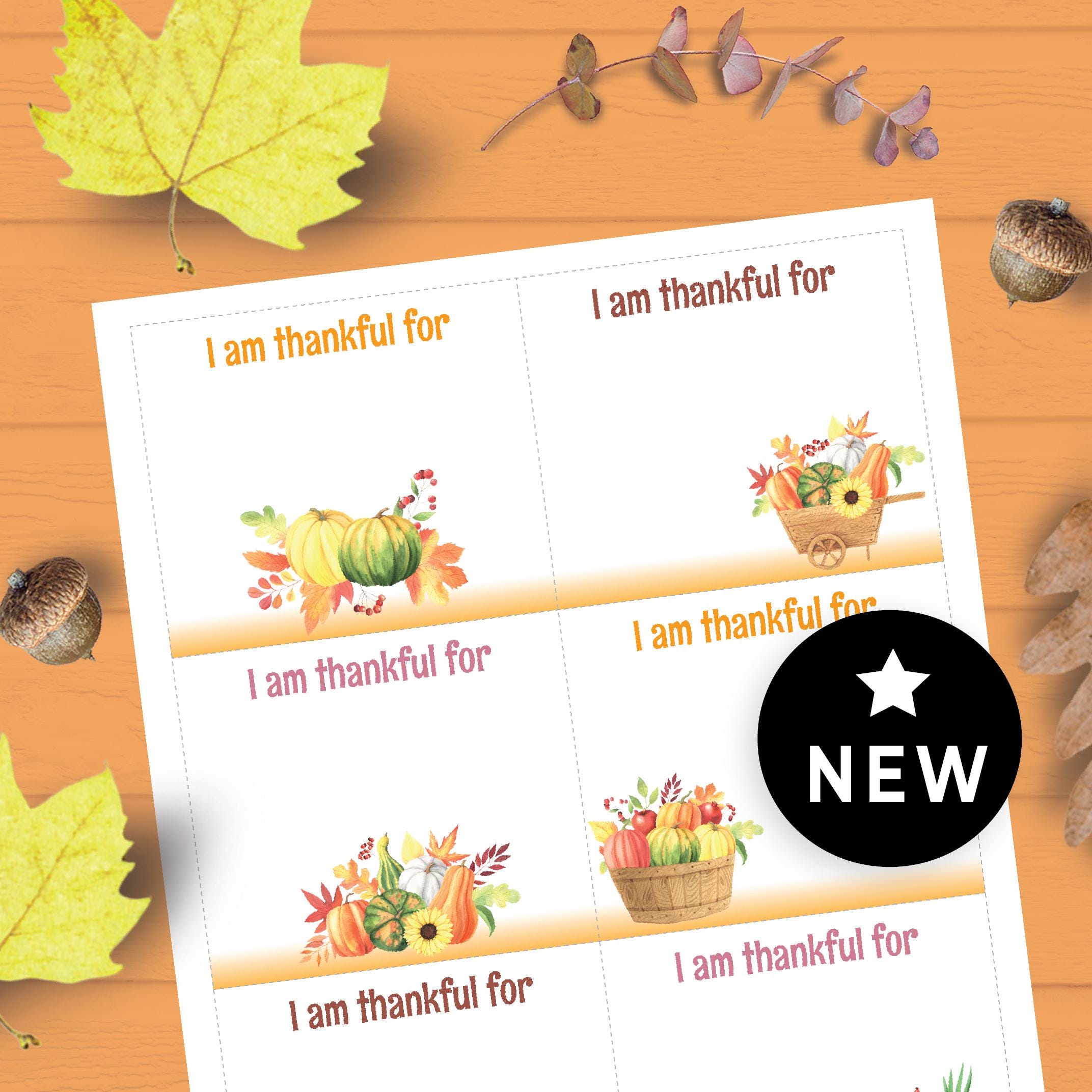 Printable Thanksgiving Gratitude Cards, I Am Thankful for Cards ...