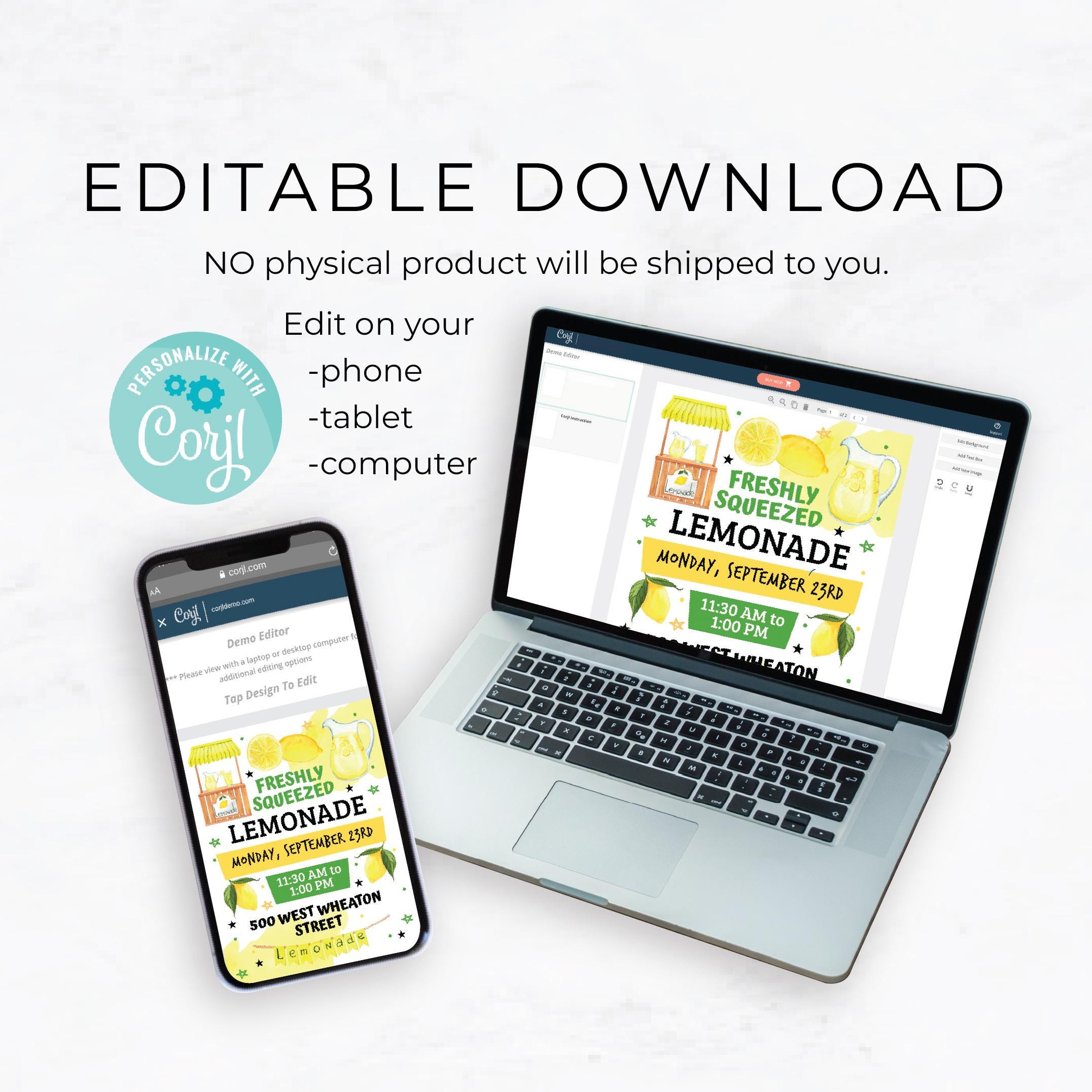 Editable Lemonade Stand Flyer, Kids Lemonade Stand Flyer Editable ...