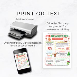 Editable PTO PTA Christmas Newsletter Template, December Fall ...