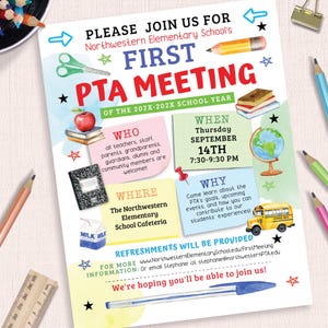 Editable PTO PTA First Meeting Flyer, Membership Drive Flyer, PTO ...