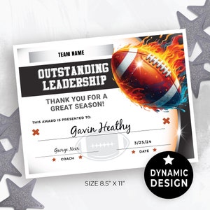 Football Awards Printable, End of Season/year Football Team Award ...