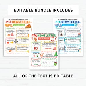 Editable PTO PTA 12 Months of Newsletter Templates, Entire School Year ...