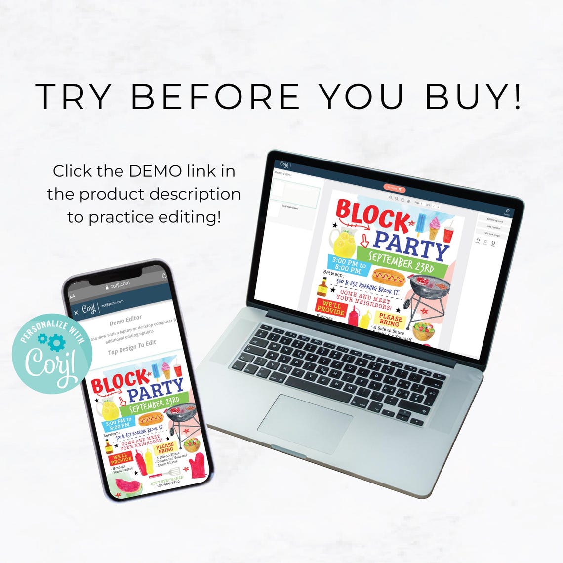 Editable Block Party Flyer Template, Neighborhood Backyard BBQ ...
