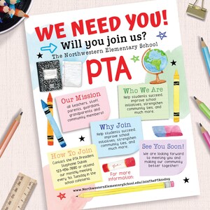 Editable PTO PTA Membership Drive Flyer, PTA Membership Form, Pta Sign ...