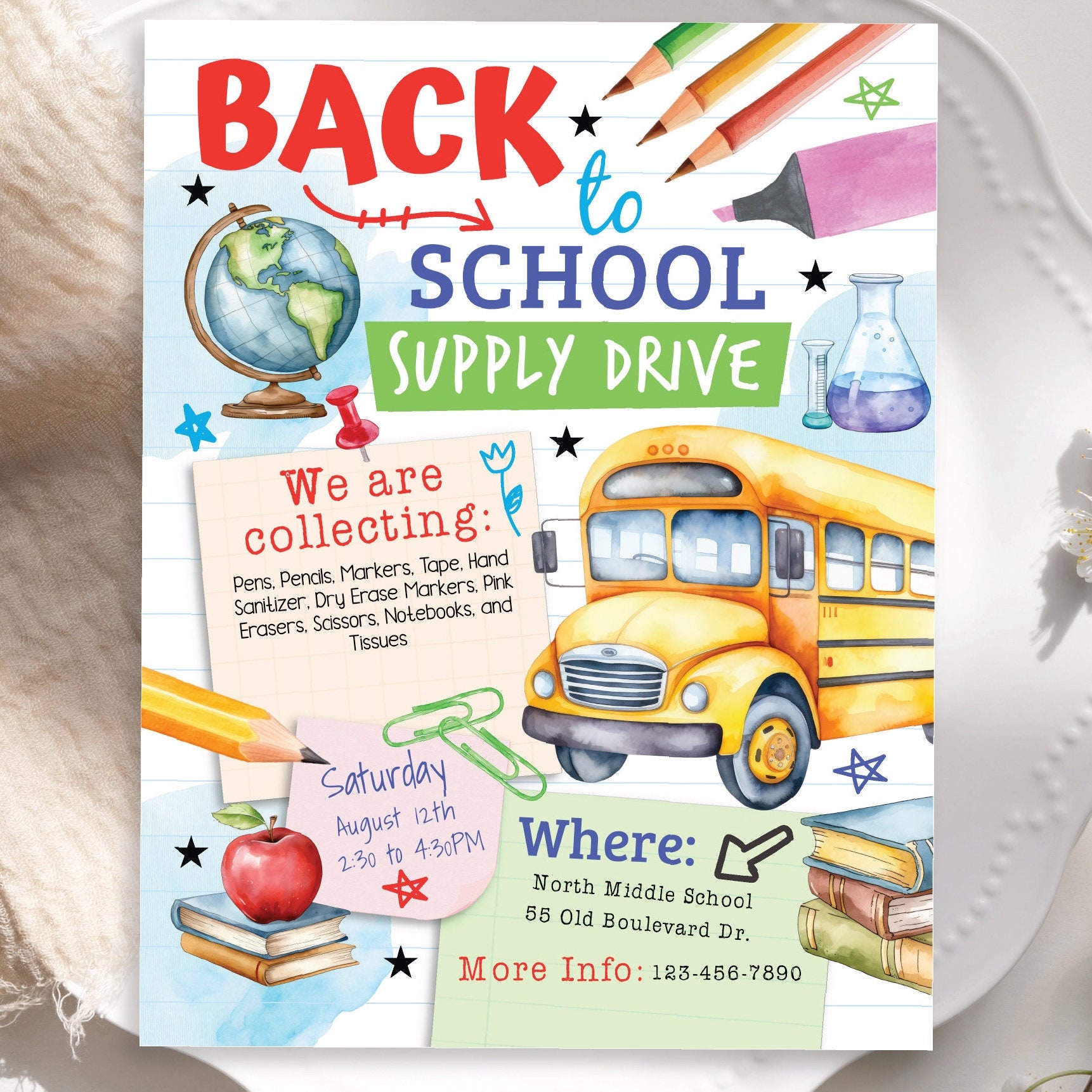 Editable School Supply Drive Flyer Back to School Drive - Etsy