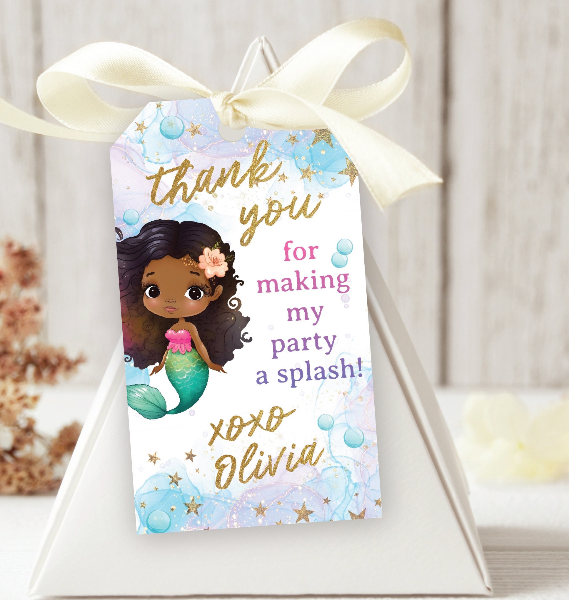 Editable Mermaid Favor Tag Mermaid Birthday Party Tag - Etsy