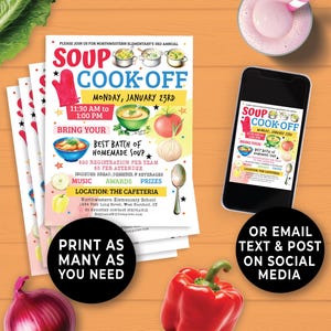 Editable Soup Cook-off Flyer, Soup Potluck Cookoff Invitation, Annual ...