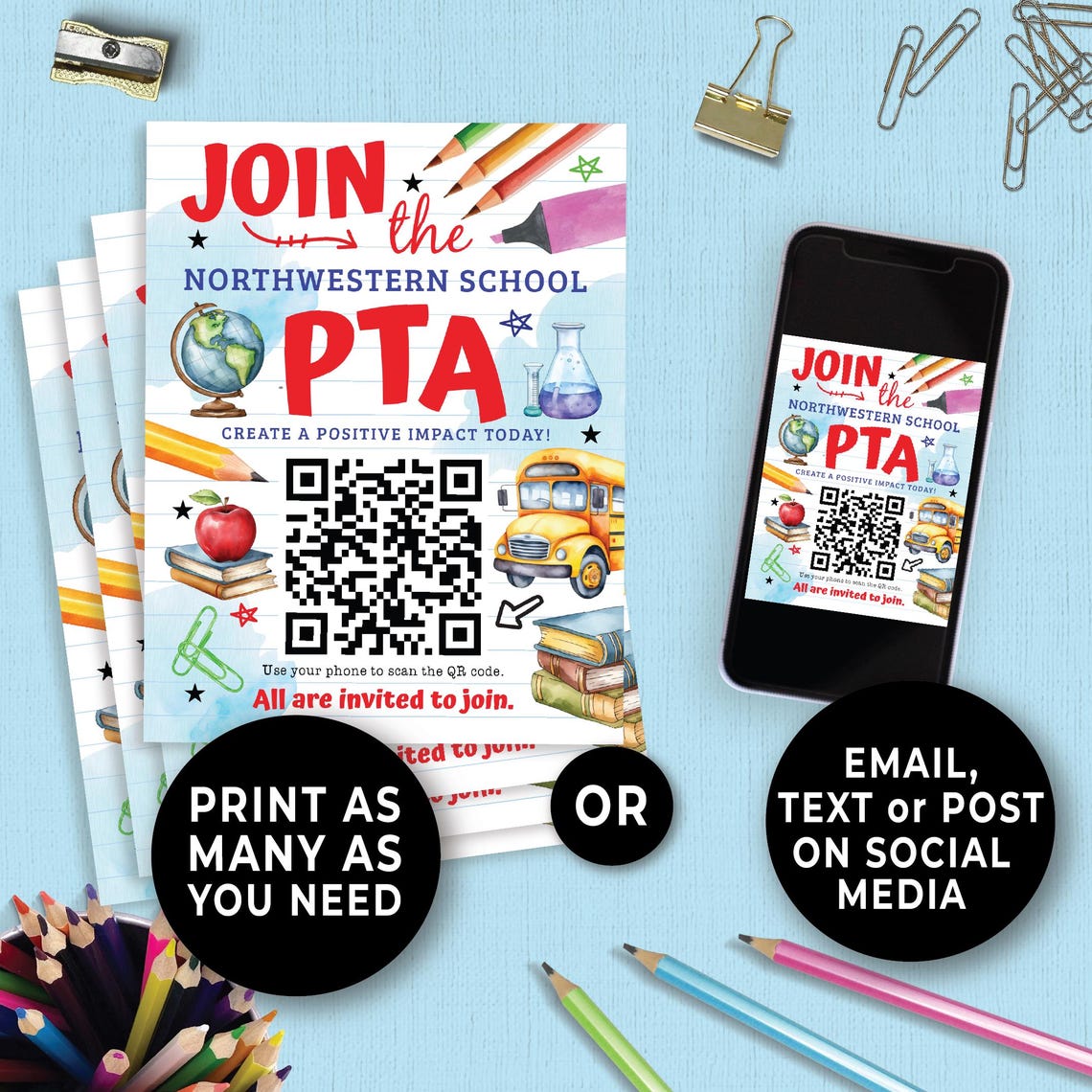 Editable PTO PTA Membership Drive Flyer, PTA Membership Form, Pta Sign ...