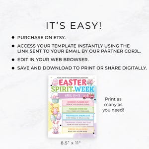 Editable Easter Spirit Week Flyer, Spring Spirit Week Template, April ...