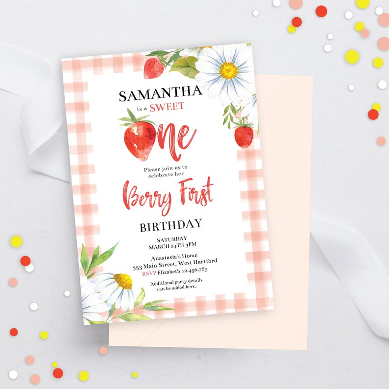 Editable Berry First Birthday Invitation Digital Berry 1st - Etsy