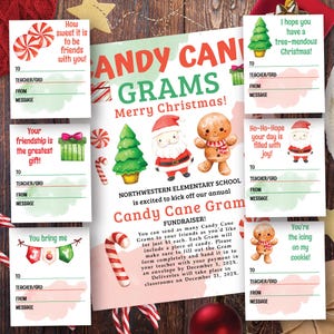 Editable Candy Cane Gram Flyer, Christmas Candy Gram, Christmas Gram ...